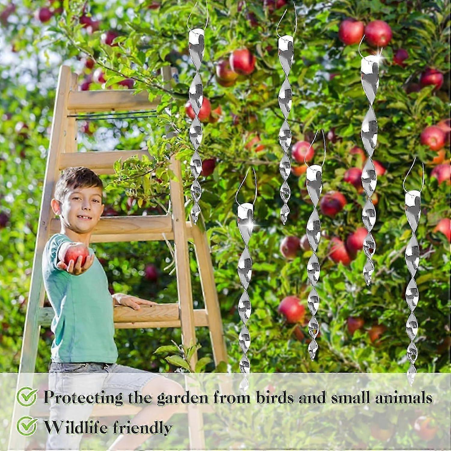 12 Pack Silver Spiral Bird Repellent Reflective Scare Rods, Hanging ...