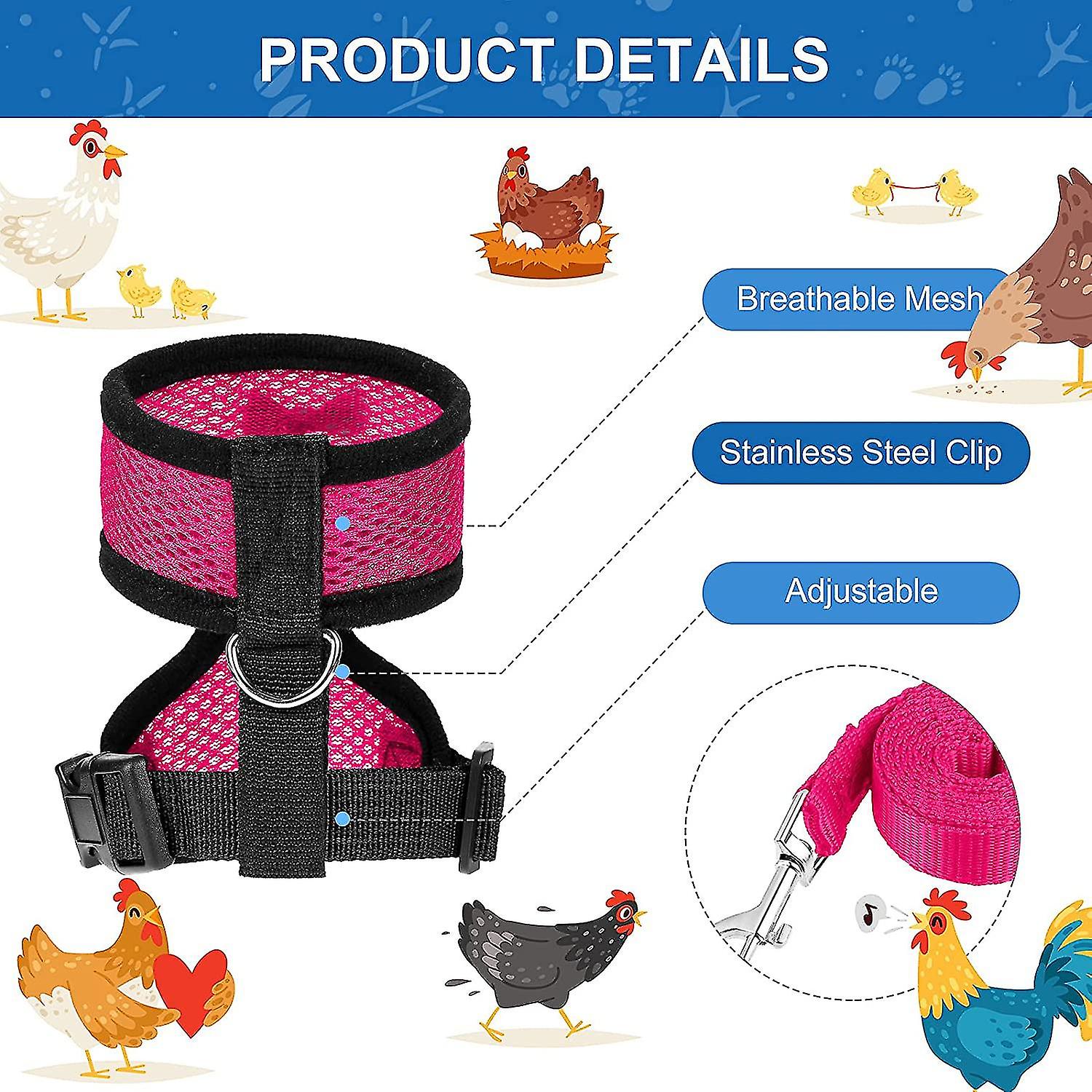 Comfortable Adjustable Chicken Harness And Leash Set - Ideal For Duck ...