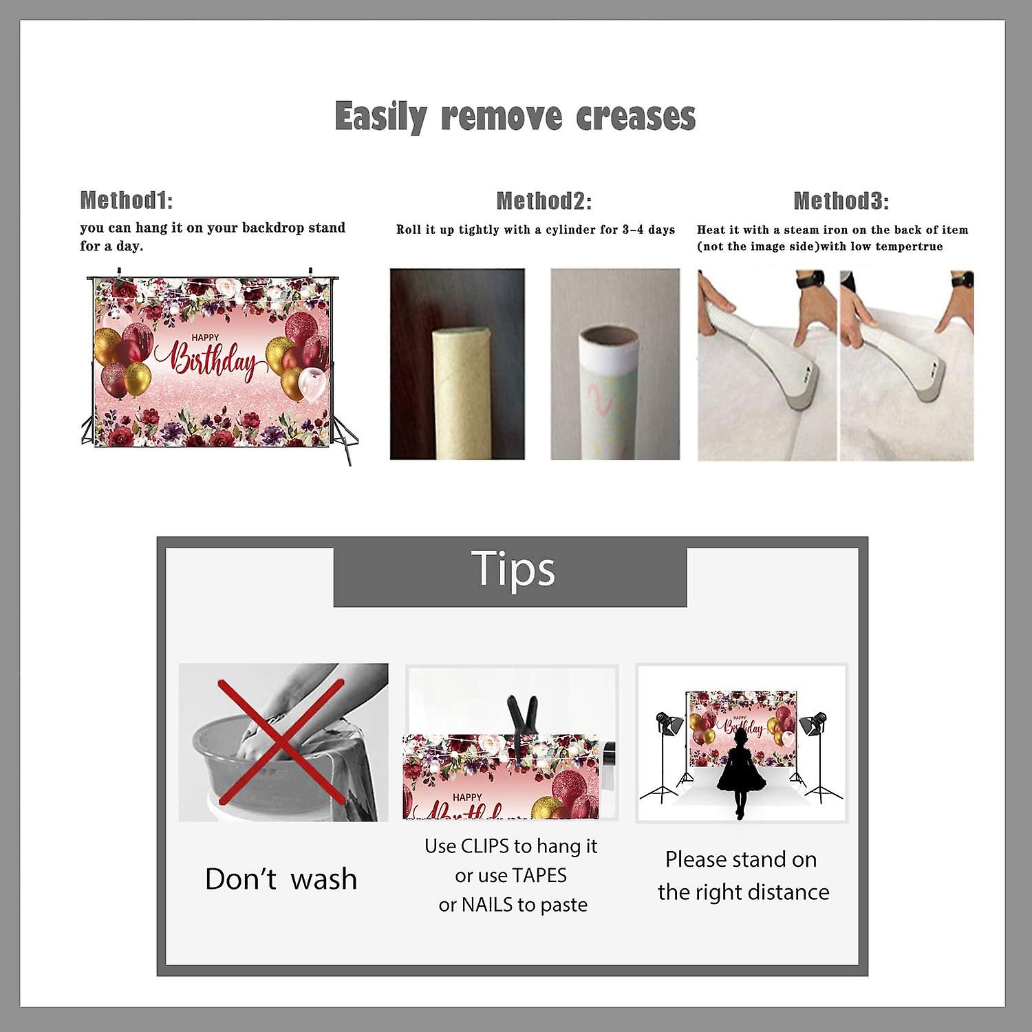 7x5ft Happy Birthday Party Backdrop Red Gold Birthday Decorations ...