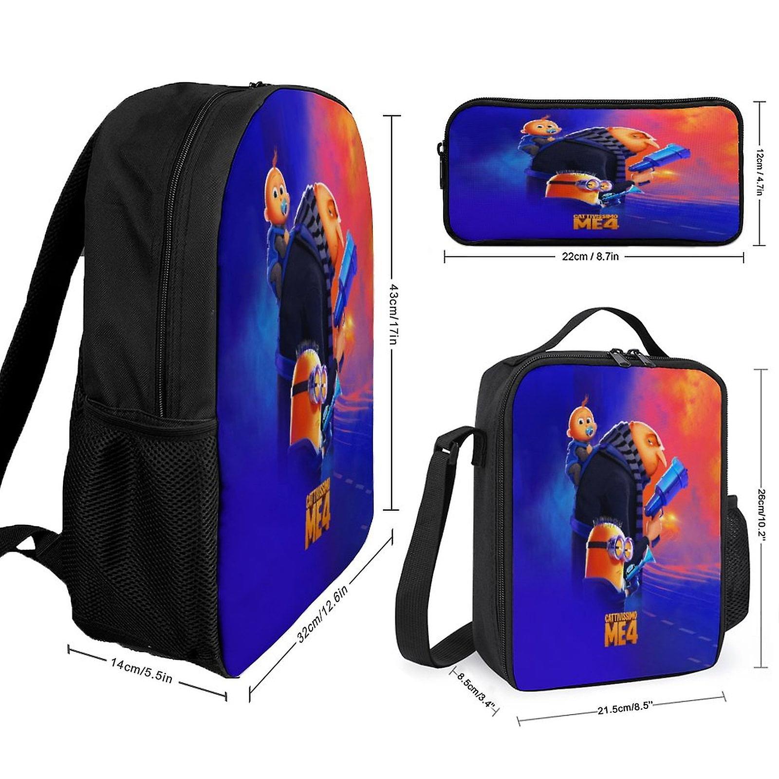 Minions Backpack Set Cartoon Backpacks with Pencil Case & Lunch Bag ...