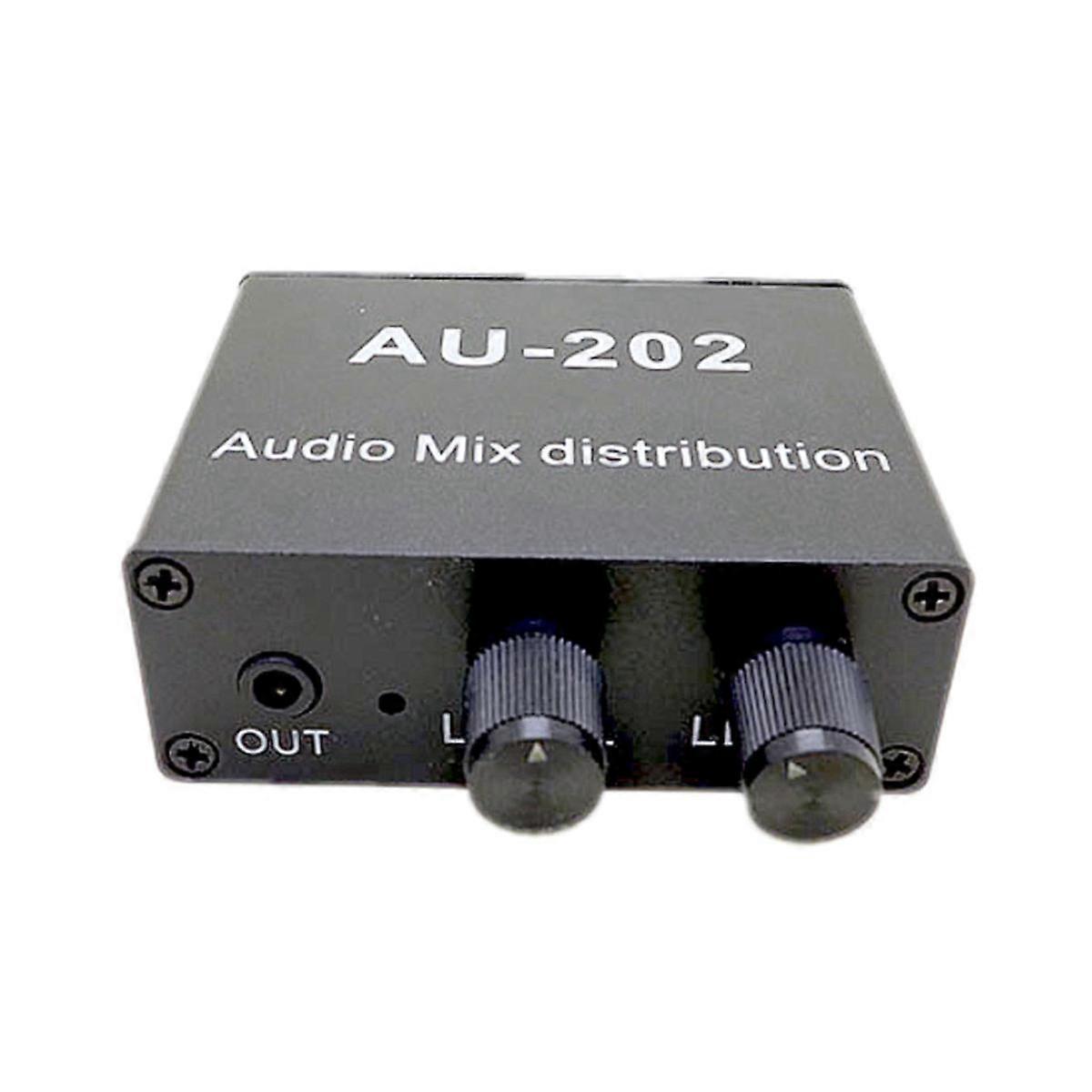 AU-202 2 Input 2 Output Stereo Mixer Audio Distributor for Headphone ...