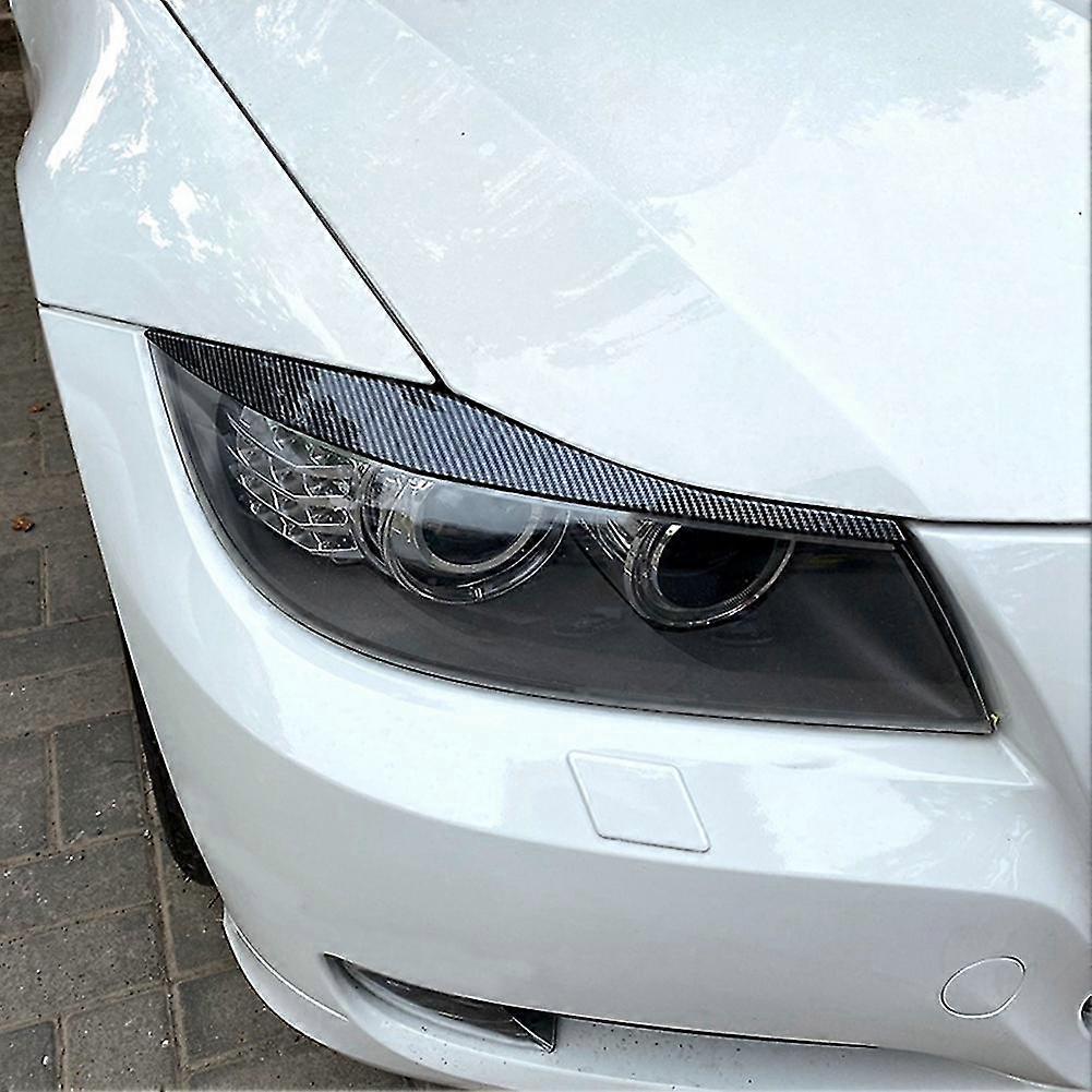 Car Carbon Fiber Headlights Eyebrows Eyelids Cover Eyelash Head Light ...