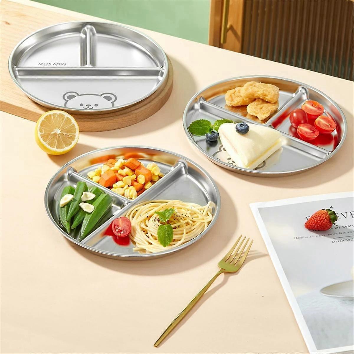 2PCS Stainless Steel Divided Western Food Plate Pasta Dish Salad ...