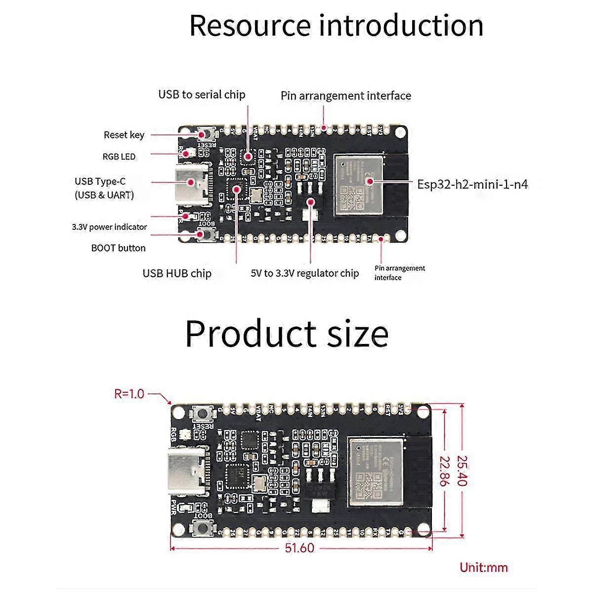 Esp32-h2 Development Board Esp32 H2 Dev Kit N4 M Module 4mb Flash Support Ble/zigbee/thread ...