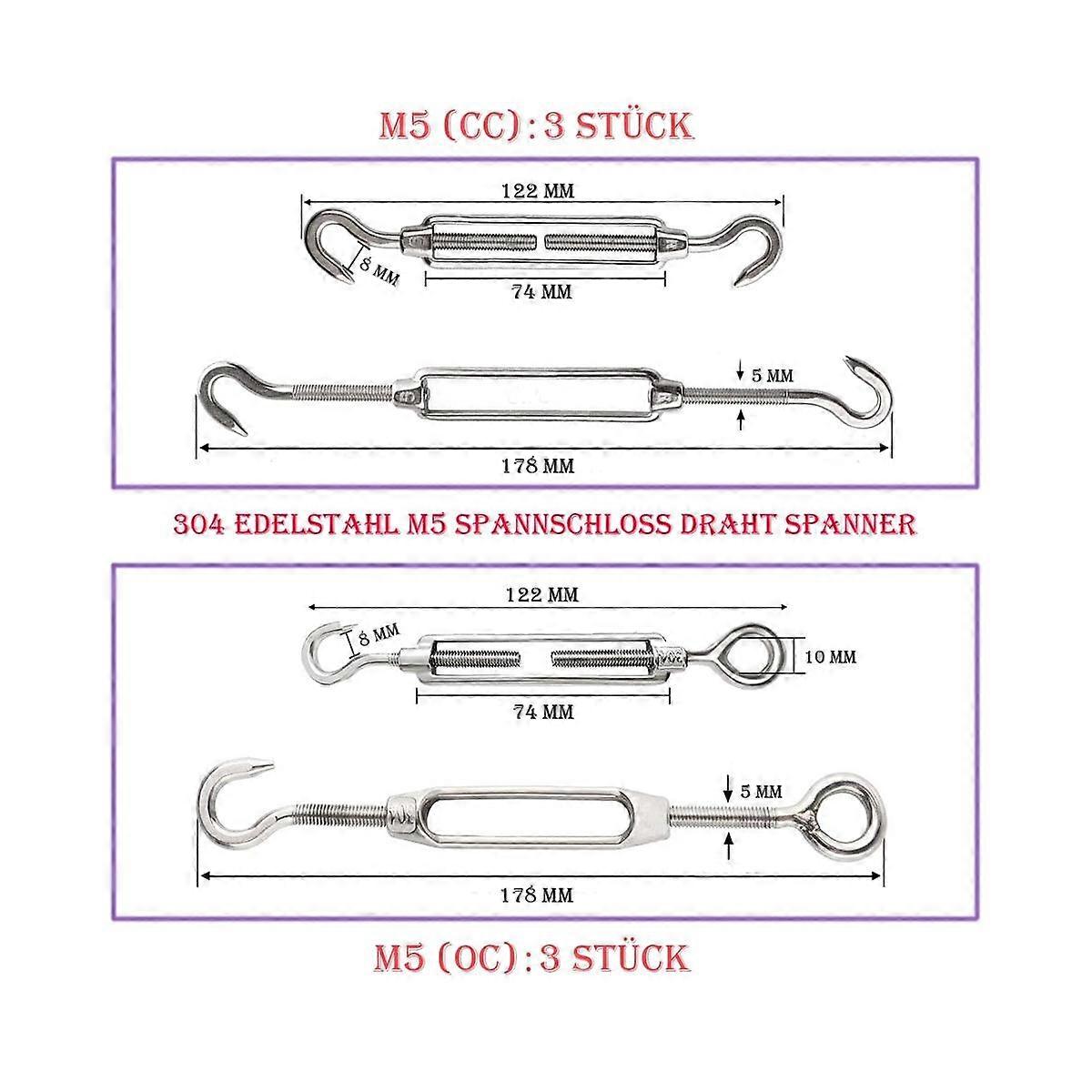 30 turnbuckle M5 wire tensioner set with turnbuckle wire rope clamp ...