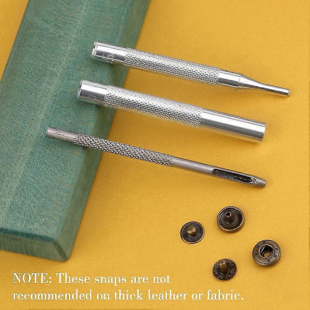 50 Sets Leather Snap Fasteners Kit Black Metal Snap Buttons Stainless ...