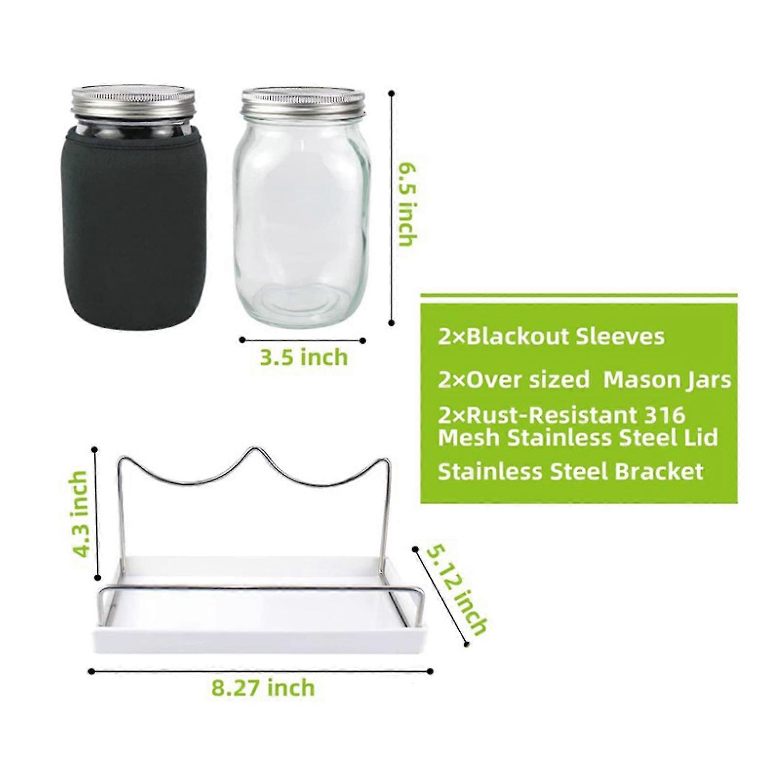 Sprouting Kit, 2 Wide Mouth Mason Jars, Sprouts Growing Kit Growing Jar ...