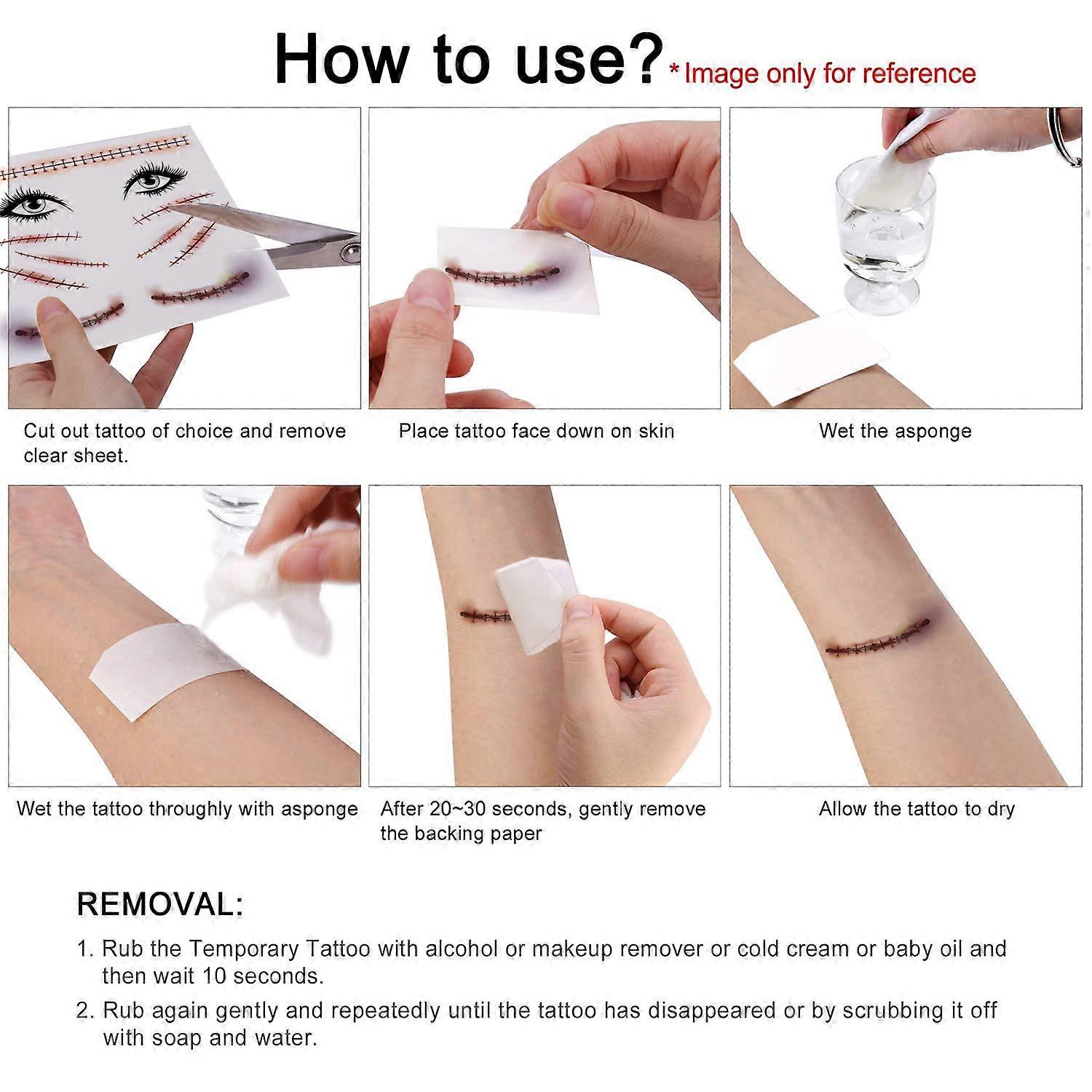 9 Pack Halloween Tattoos Crawling Spider Bat Tattoos Fake Scars Spider ...