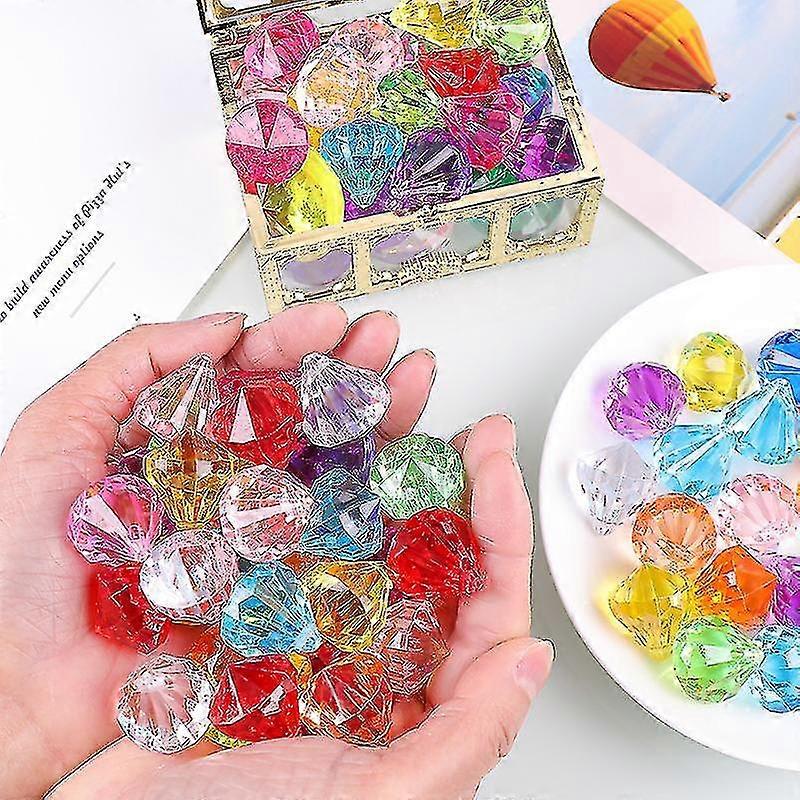 Diving Gem Pool Toy 30 Big Colorful Diamonds With Treasure Pirate Box ...