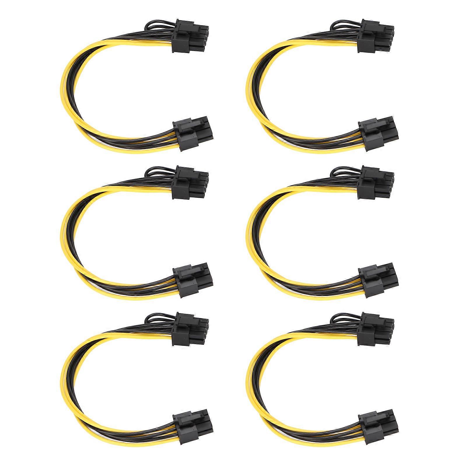 6Pcs GPU Power Cables PCIE 6Pin to 8Pin Male to Male 20cm Power Supply ...