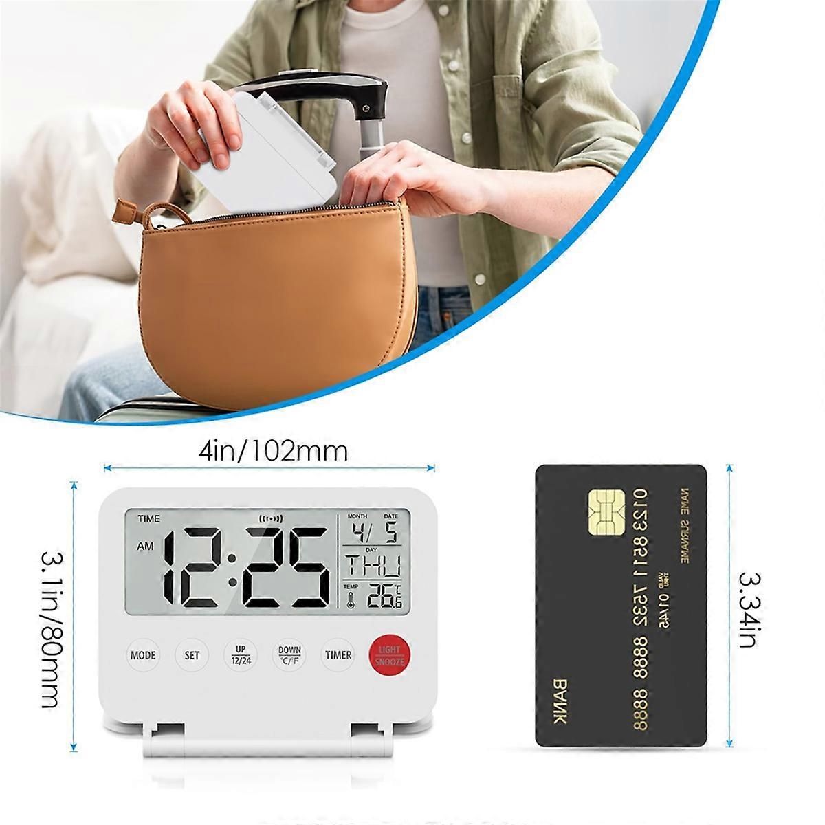 Travel Alarm Clock,Portable Digital Alarm Clock,White | Fruugo UK