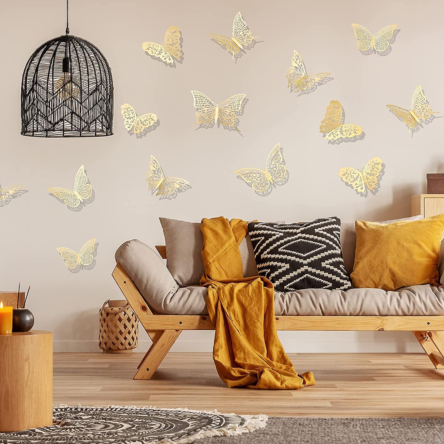 120 stykker 60 par 3d lagdelt sommerfugl veggdekor avtakbare sommerfugl klistremerker hule ...