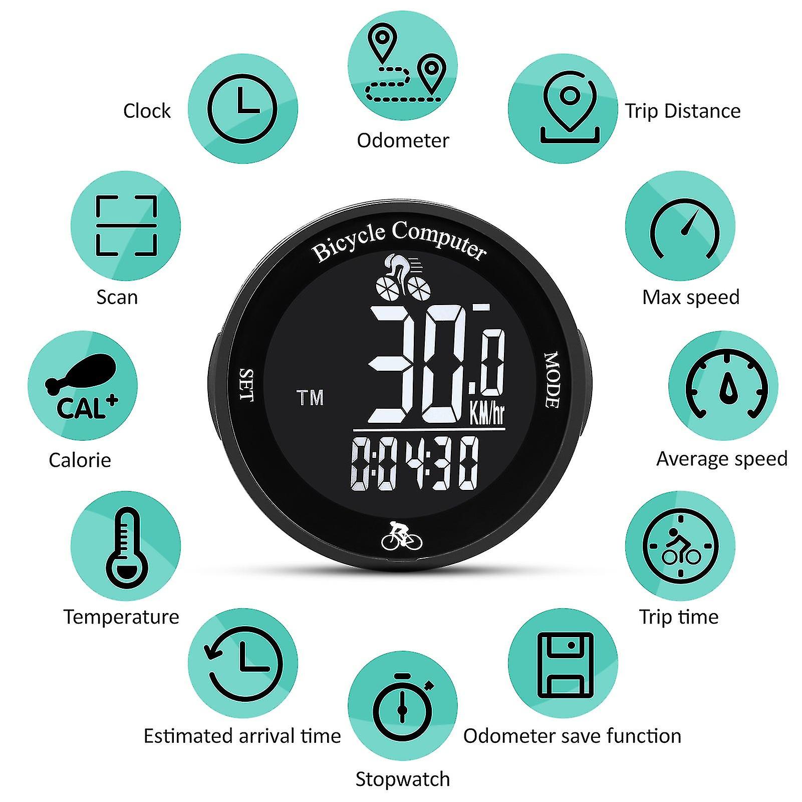 Wireless Bike Computer Waterproof Bicycle Odometer Multi Functional Lcd ...