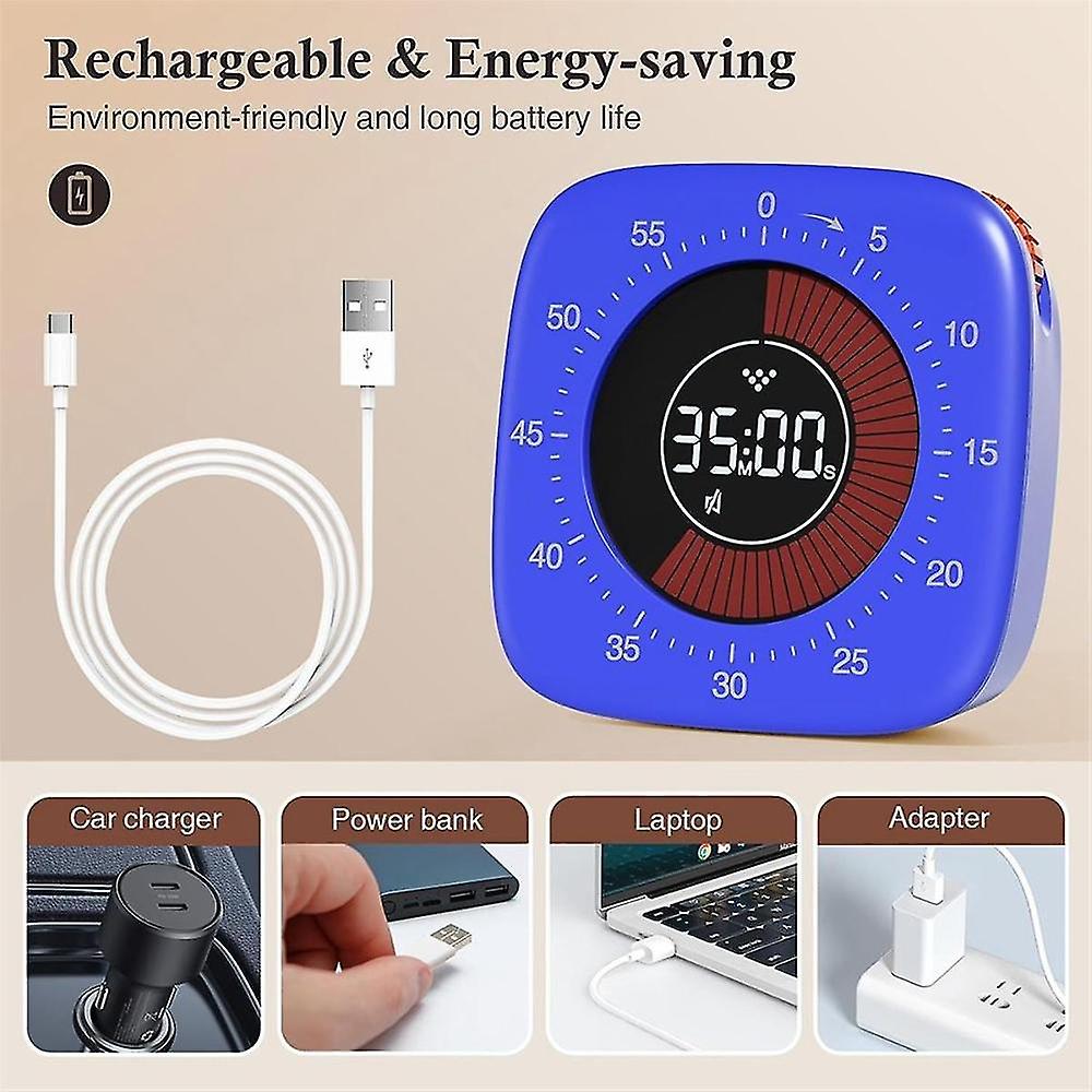 Digital Timer For Kids,60 Minute Rechargeable Countdown For Children ...