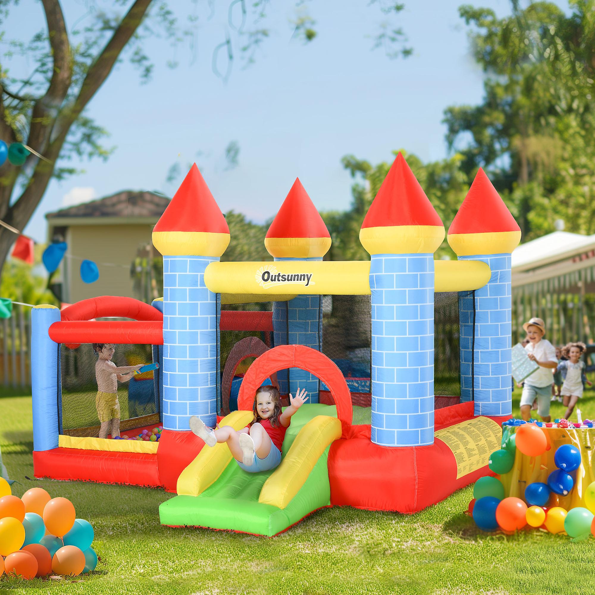 Outsunny Bouncy Castle W/ Slide Pool 4 in 1 composition W/ Blower Multi ...