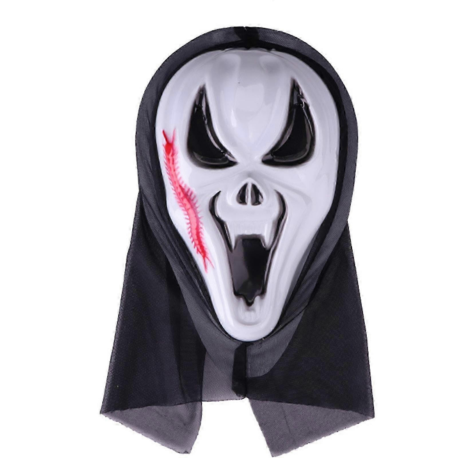 Mask With Shroud 2024 Halloween Scream Full Head Masks Scary Party ...