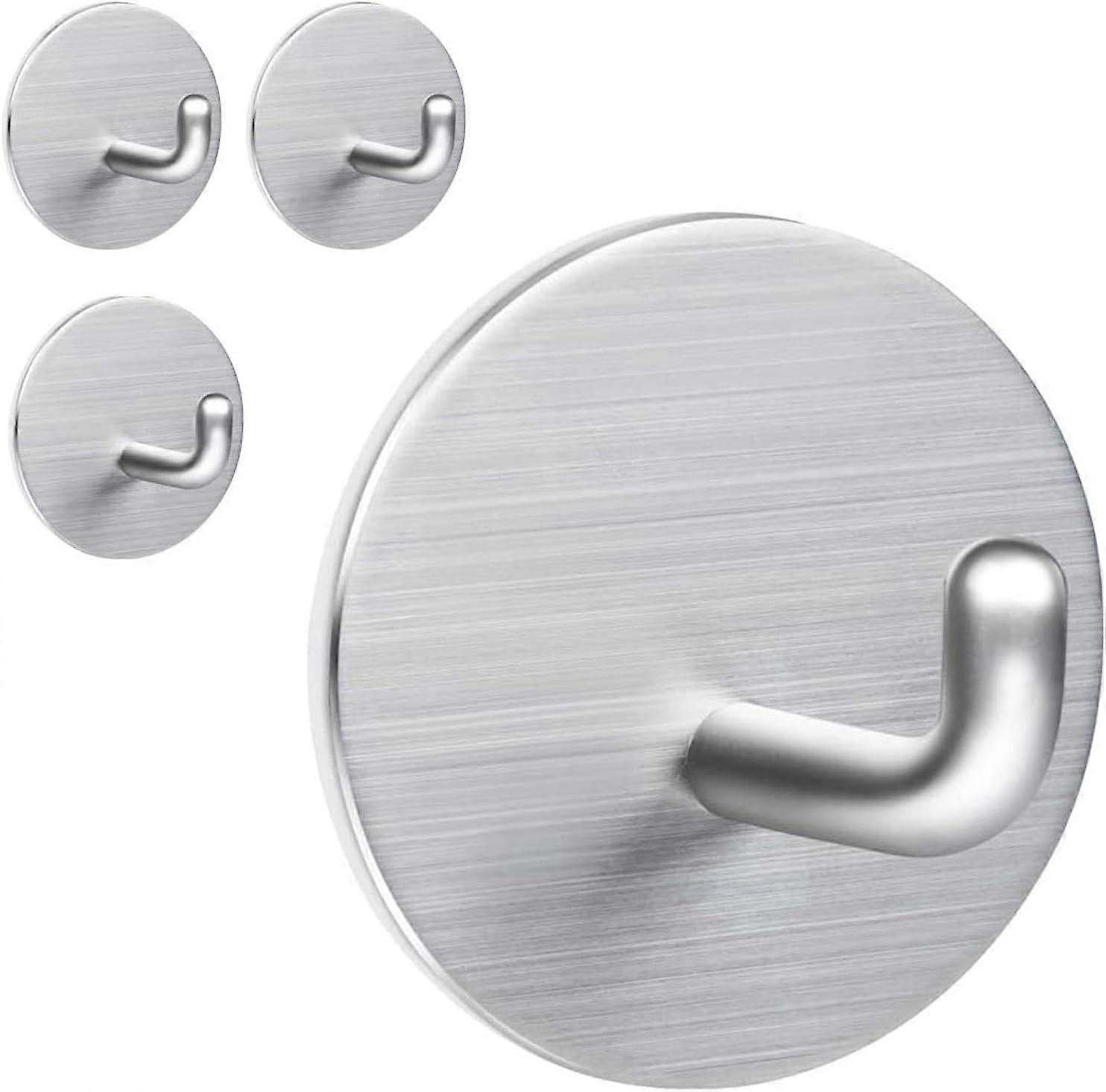 4 Pcs Self Adhesive Hooks, Heavy Duty Stainless Steel Sticky Hanger ...