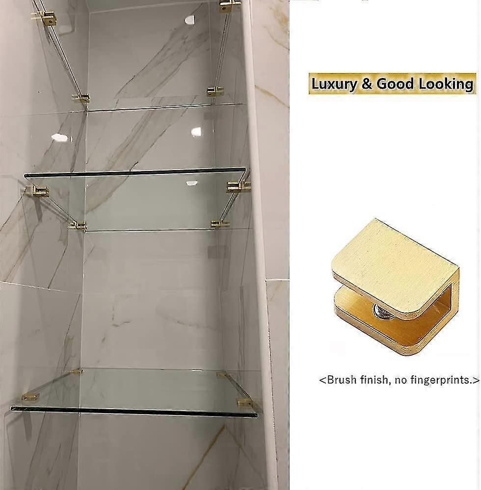 Pack Of 4 Glass Clamp, No-drill-on-glass Glass Holder Shelf Bracket ...