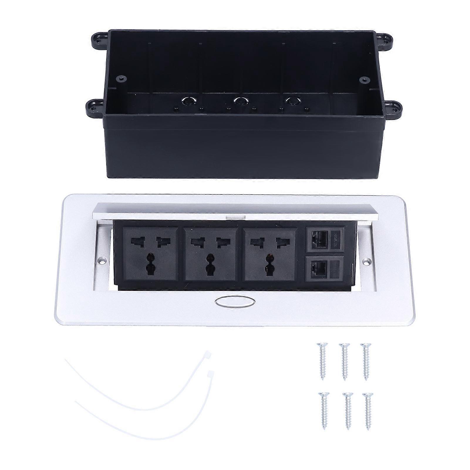 Floor Electrical Socket Embedded 3 Hole Outlet with Computer Telephone ...