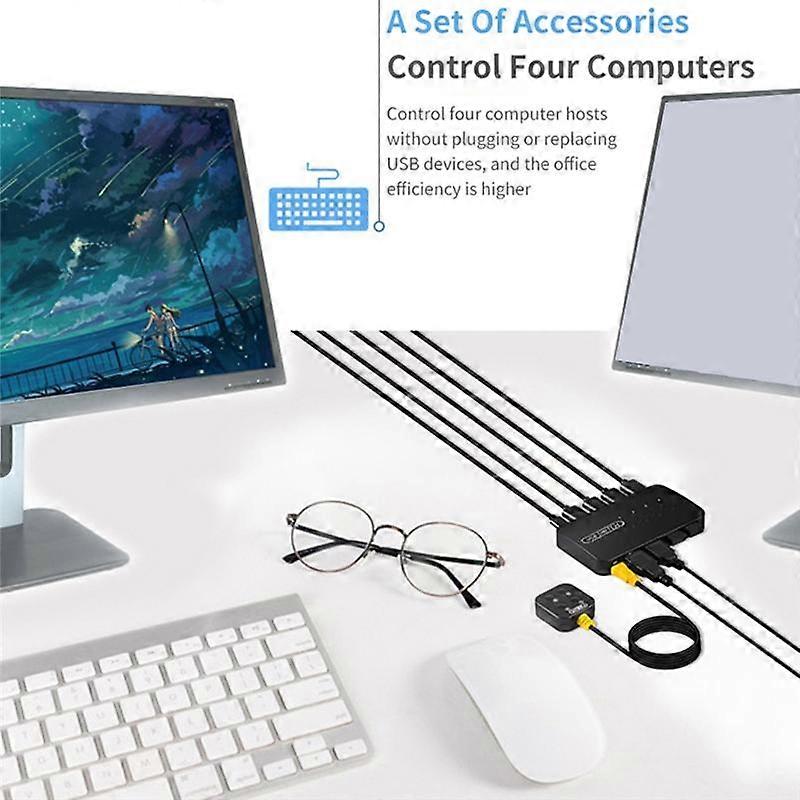 Kvm Switch Usb Switch Shared Controller Adapter 4 Inputs 4 Outputs For