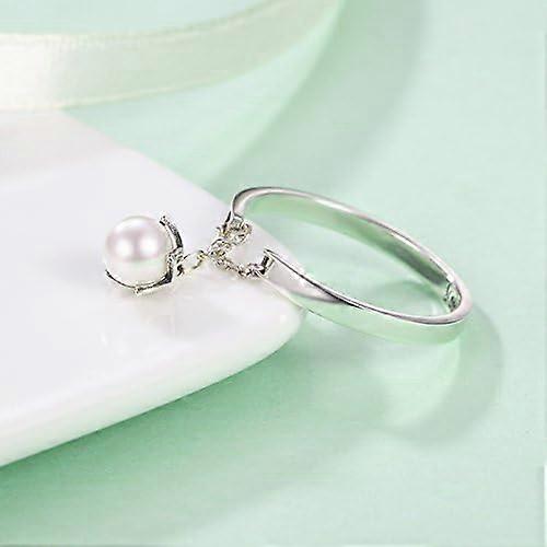 Silver Dangle Freshwater Cultured Pearl Flower Open Statement Ring ...