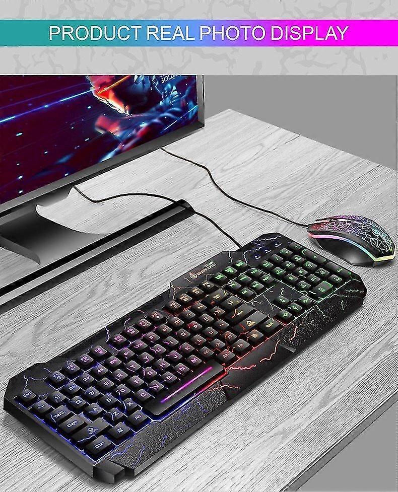 Wired Gaming Keyboard And Mouse Rgb Led Backlight For Windows Pc Game ...