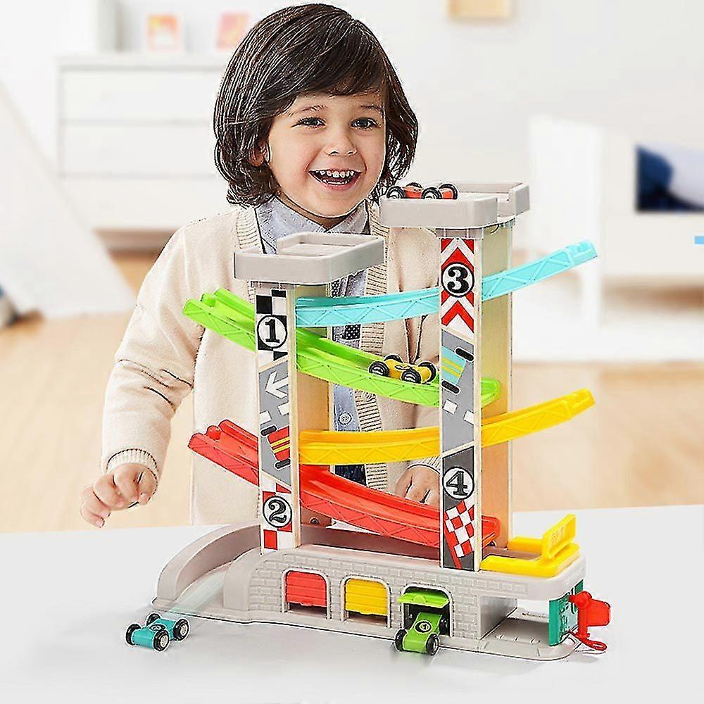 Wooden Race Track Car toy Children race car Toy Garage Ramp Racer Click ...