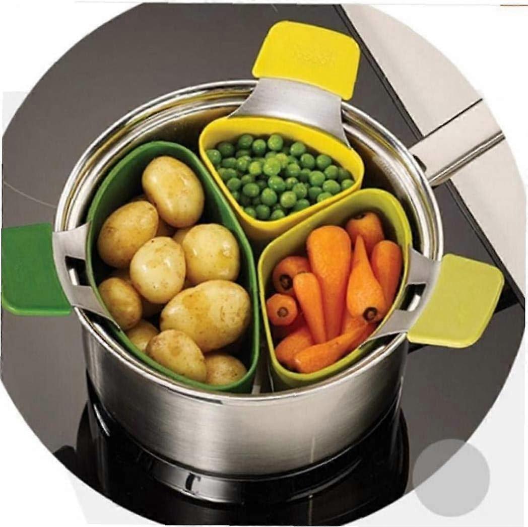 Triple Divider Nest Steaming Silicone Saucepan Divider Kitchen Strainer ...