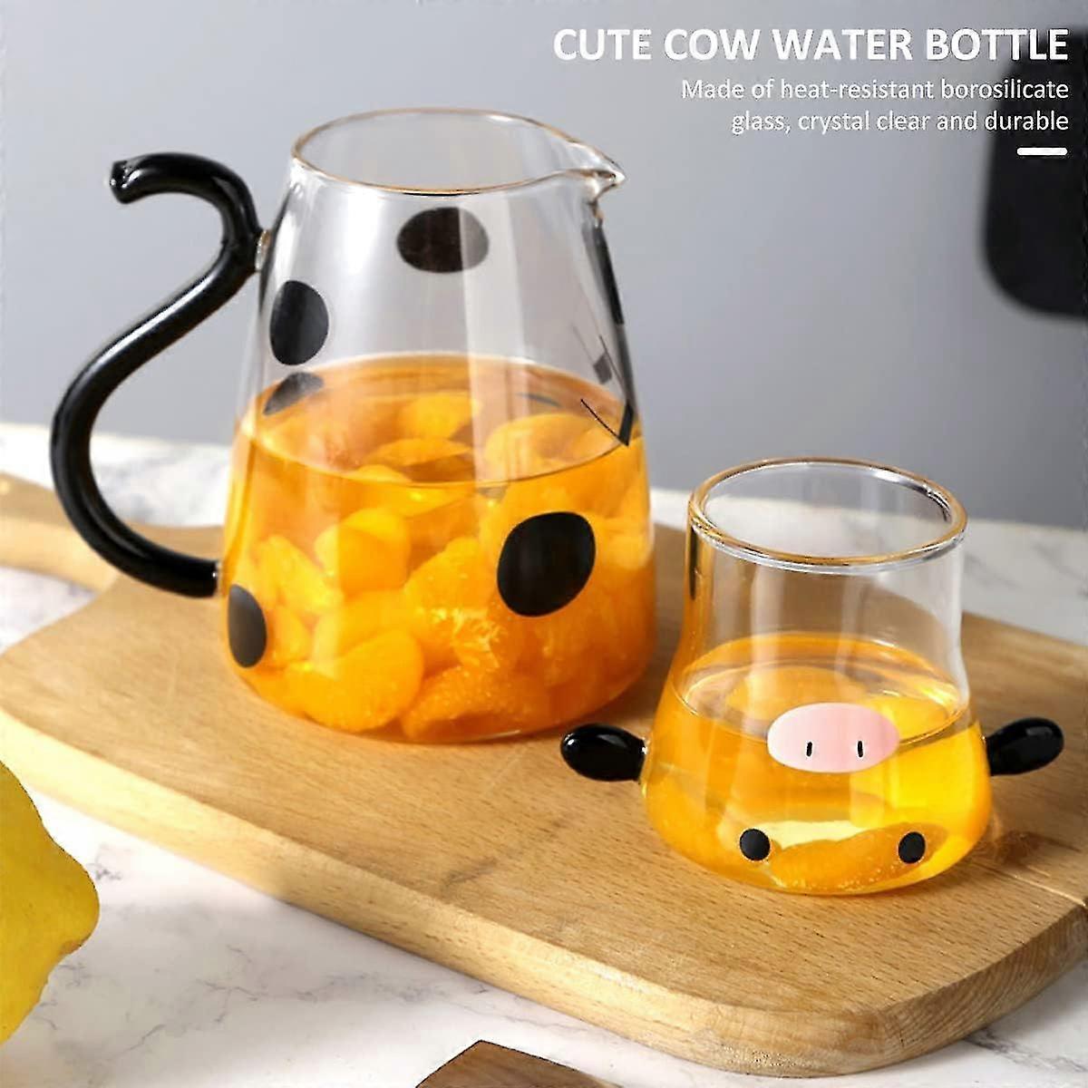 Glass Water Jug With Tumbler 500ml V-shaped Spout Heat Resistant Cute ...