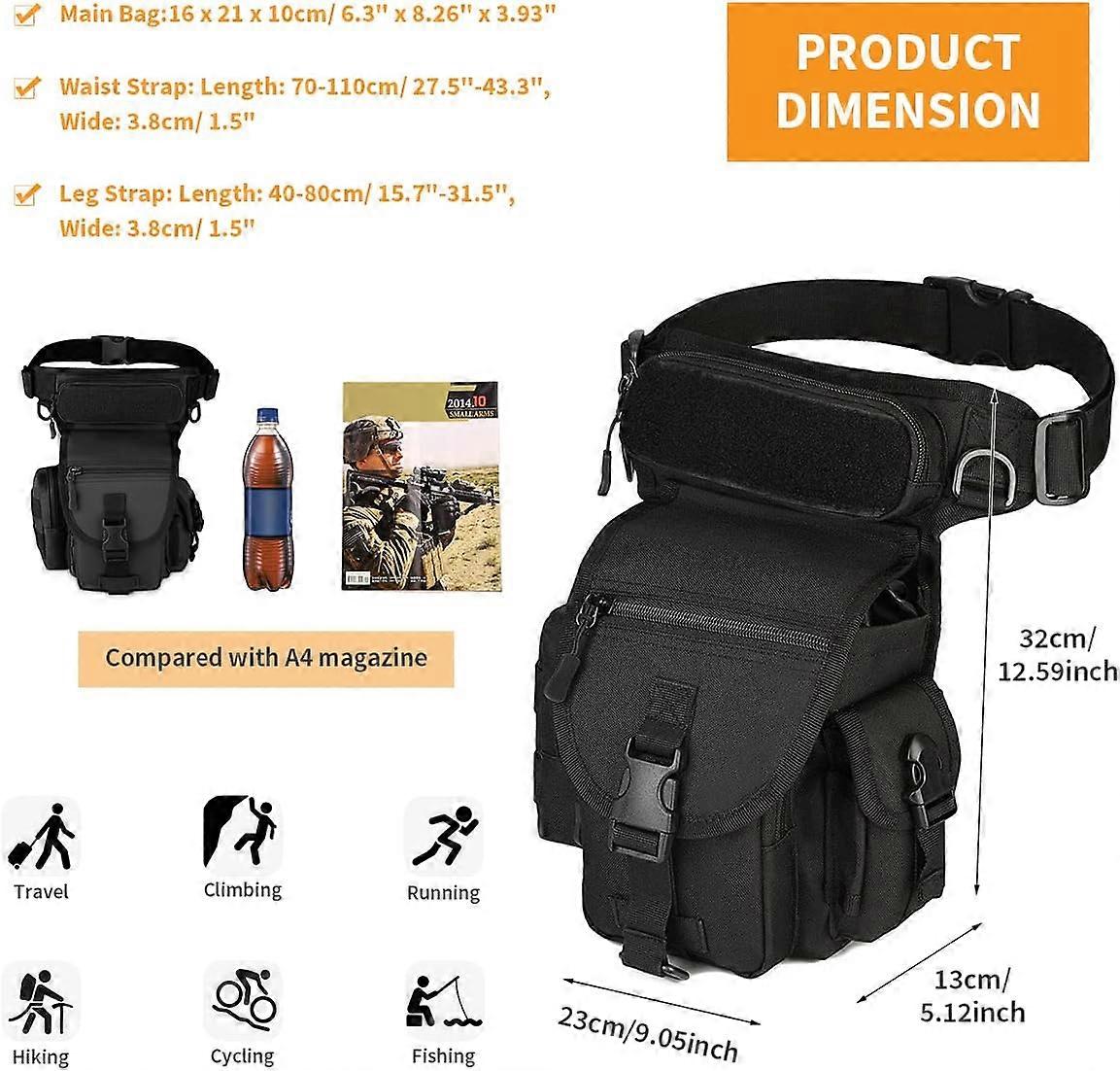 Tactical Leg Bag-Black Military Leg Bag Waist Pack Sport Tactical Leg ...