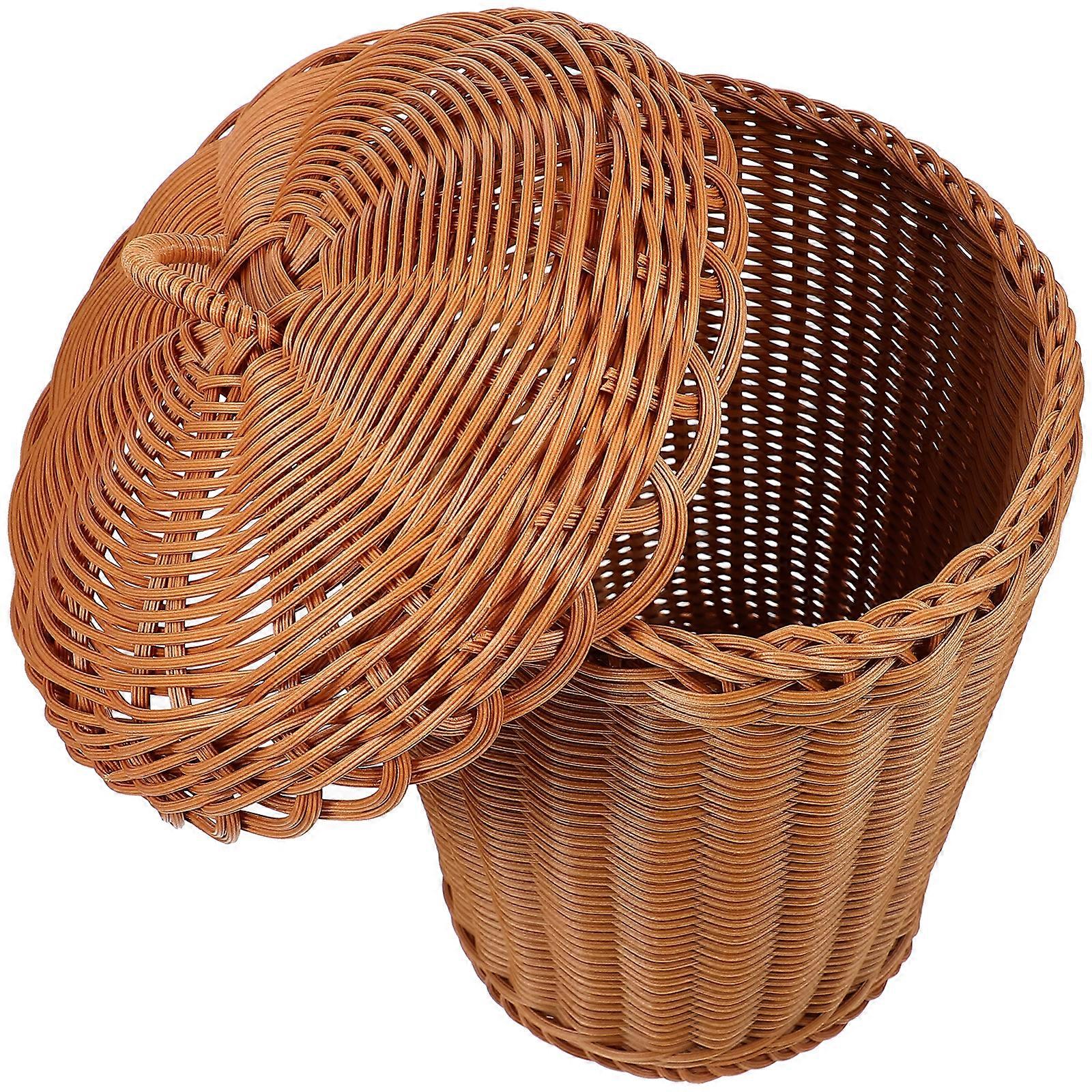 Toy Containers Garbage Container Rattan Round Waste Basket Rattan ...