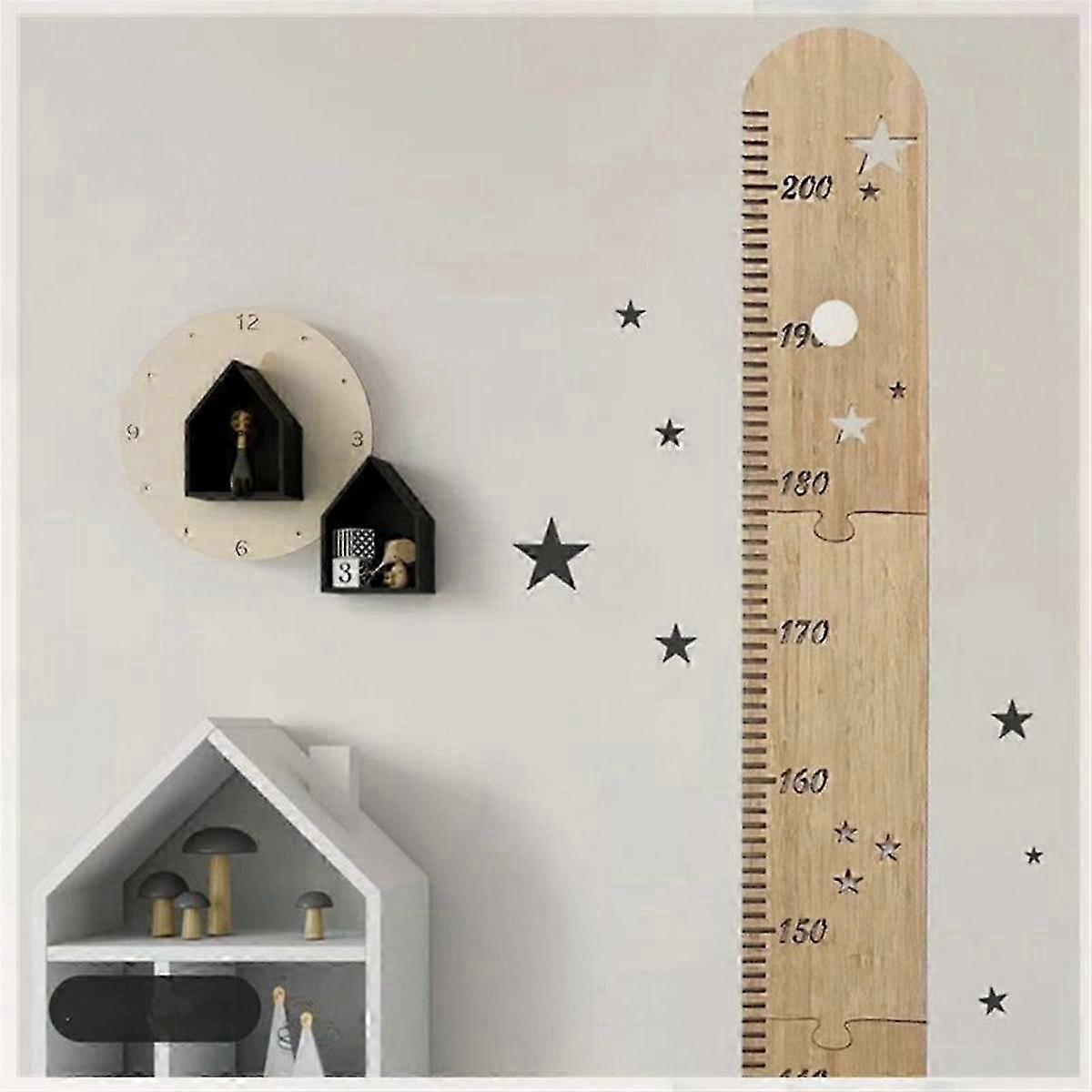 Children's Wooden Height Ruler Children's Room Patchwork Wooden Star ...