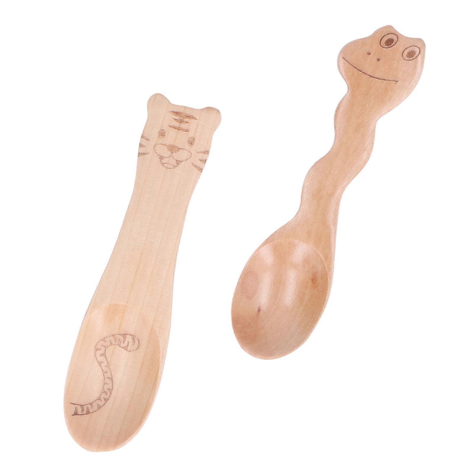 2pcs Soup Spoon, Tiger Snake Shaped, Beech Wood for Kids | Fruugo UK