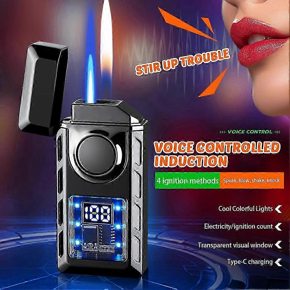Smart Flame Lighter - 4 Ignition: Voice Control, Airflow, Tap, Gravity ...