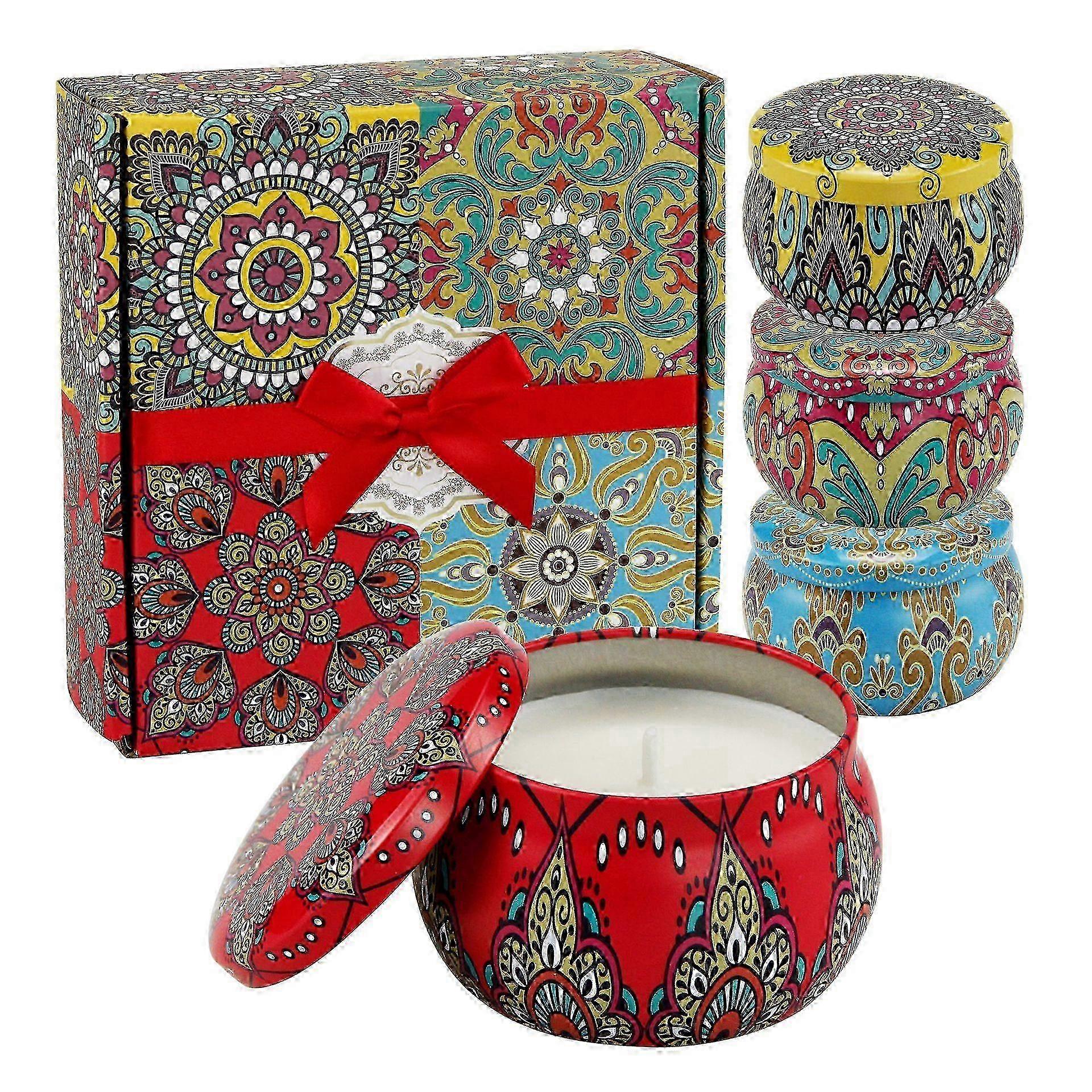 Scented Candle Gift Sets, 4 Pack (4 * 4.4oz) Natural Soy Wax Vegan ...