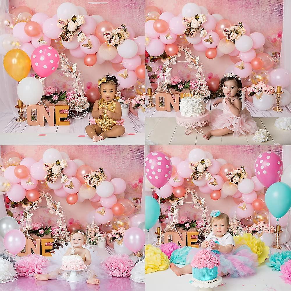 Butterflies Gold Pink First Birthday Photography Background Princess ...