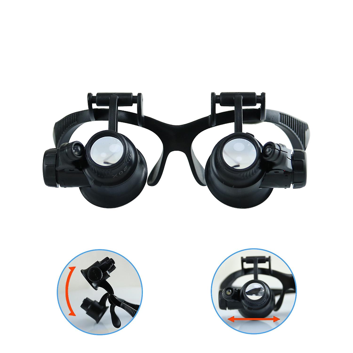 Watch Repair Glasses Eyewear Magnifier Loupe with LED 10X 15X 20X 25X ...