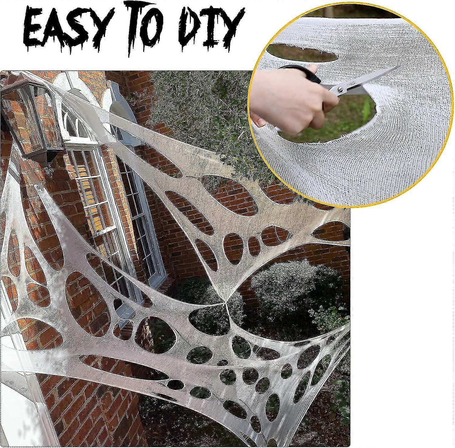 Spider Web Halloween Decorations Outdoor, Stretchy 450 Sqft Halloween Spider Web, Cut-your-own ...