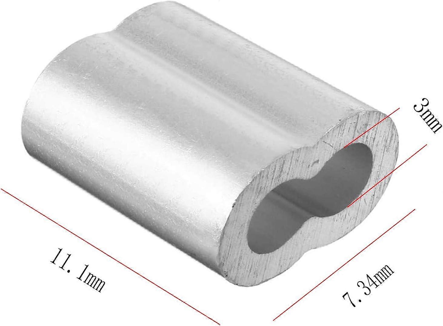 50 Pieces Aluminum Double Sleeves, 3mm Steel Cable Sleeves, Aluminum ...