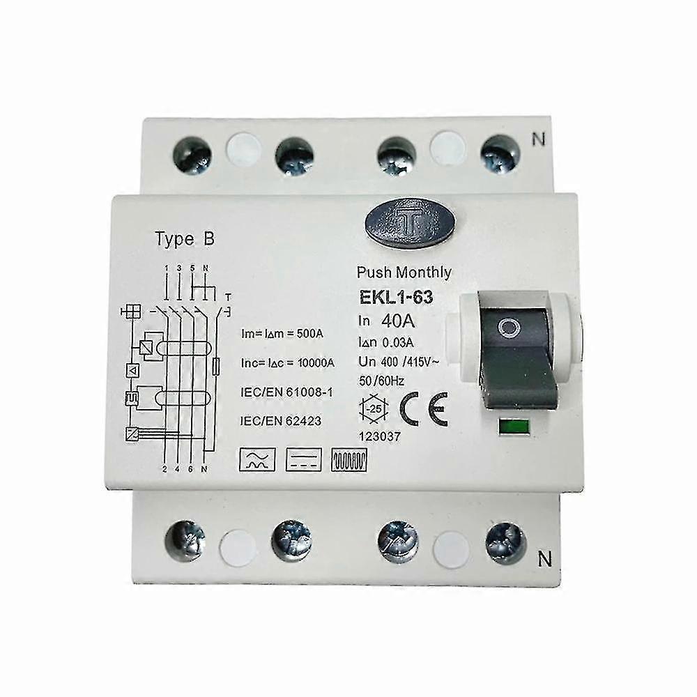 Type B Rccb Residual Current Circuit Breaker 10ka 4 Pole 40a 30ma Rcd ...