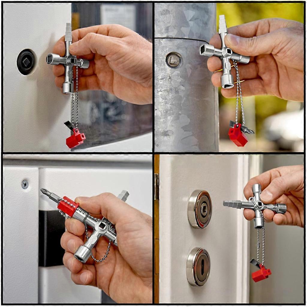 4 Way Key Wrench Cross Universal Square Wrench Tool for Elevator ...