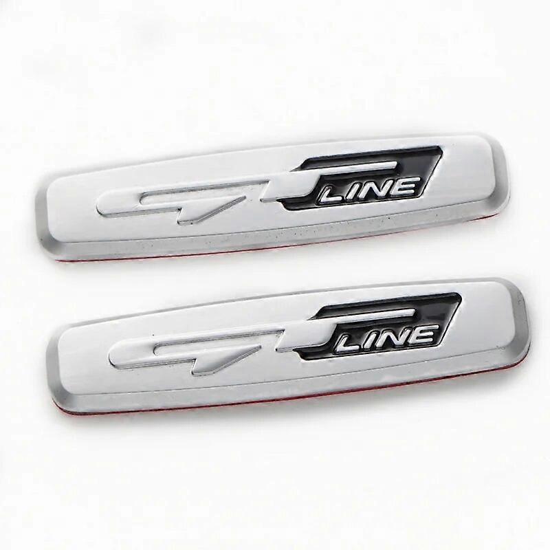 2Pcs New Black Silver GT LINE Emblem Car Fender Body Rear Trunk Emblem ...