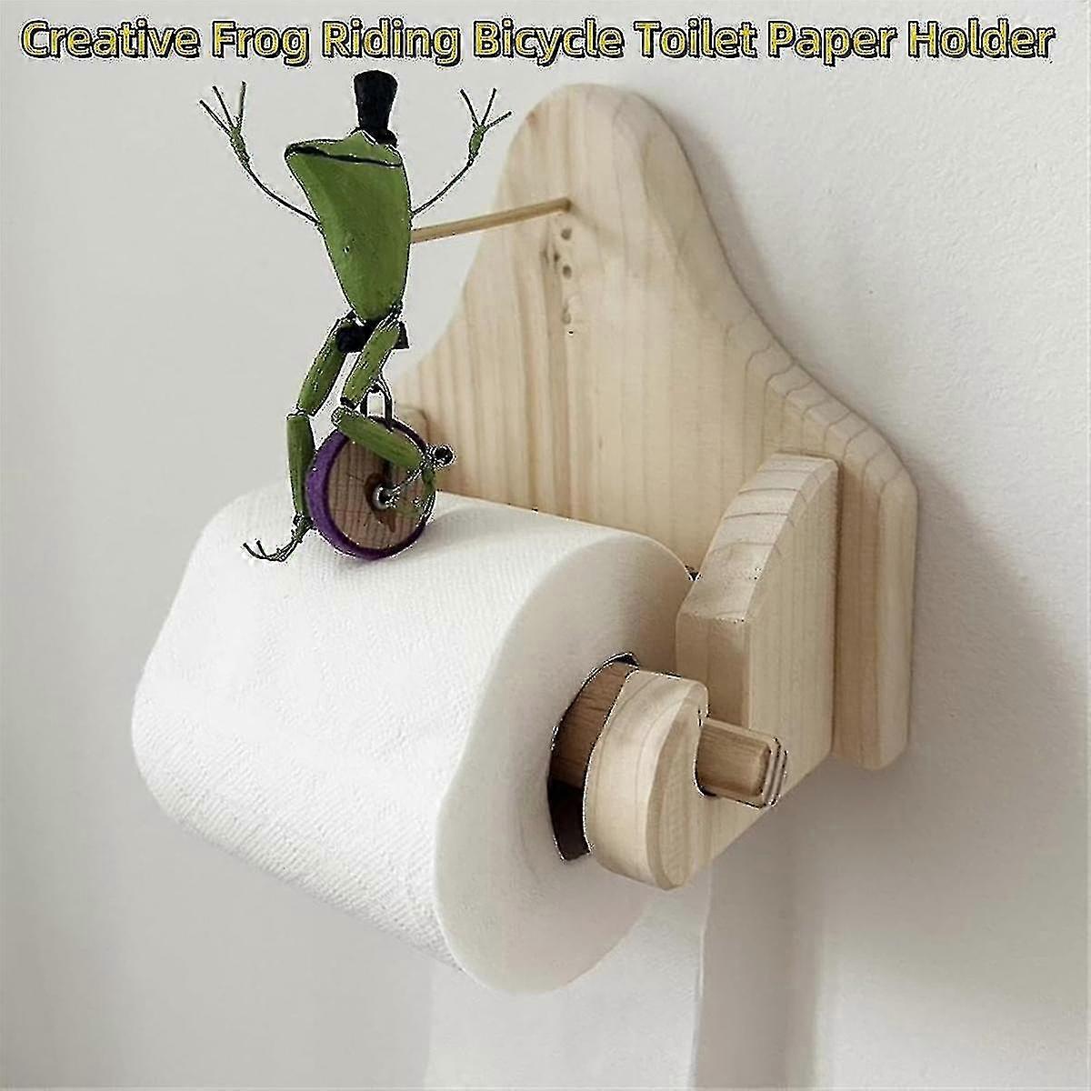 Frog Riding Bicycle Toilet Paper Holder, Funny Wall Mounted Frog Roll ...