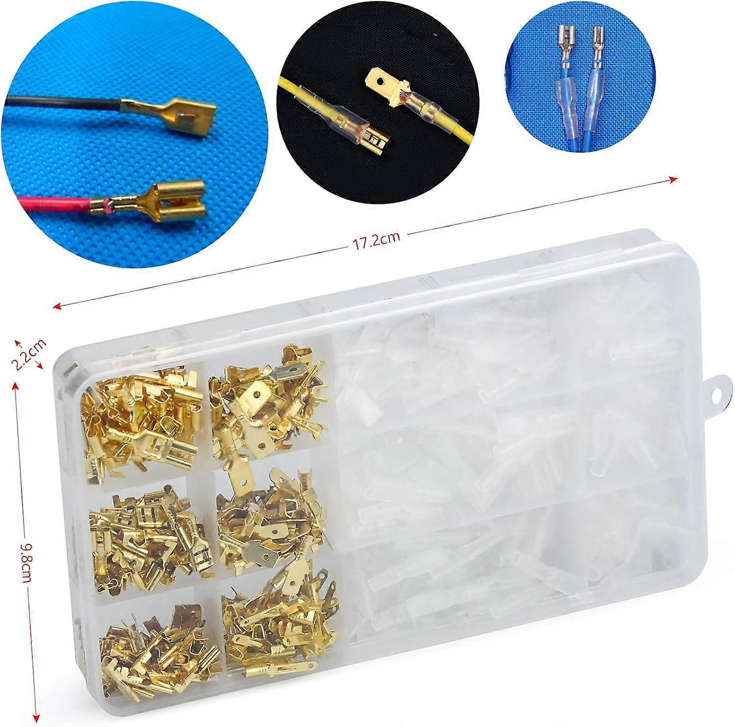 PB 600 Pcs Brass Crimp Terminals, 2.8/4.8/6.3mm Electrical Lug with ...