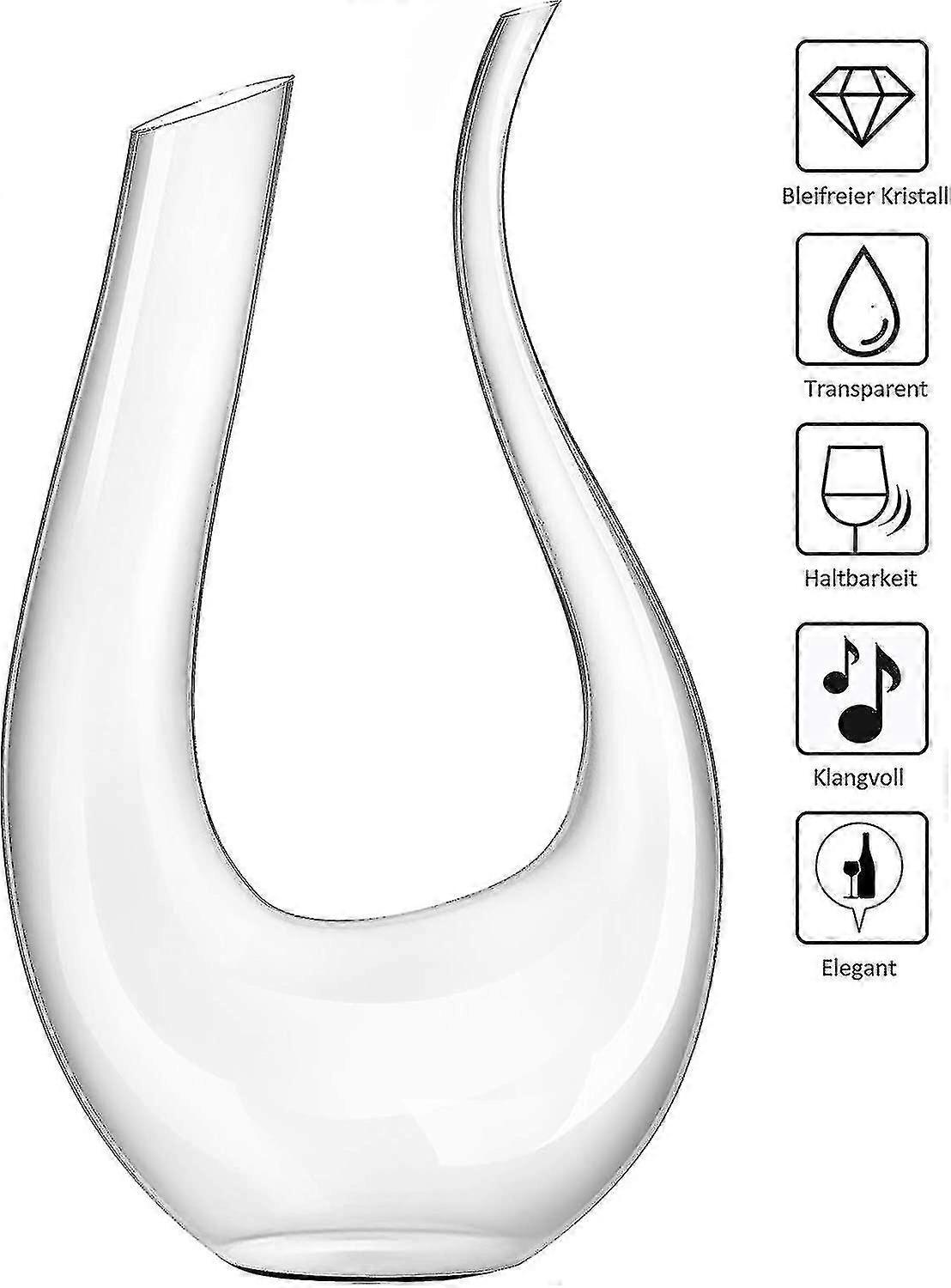 Wine Carafe, 1.5 Liter U Shape Crystal Glass Wine Bottle Set, Lead Free ...