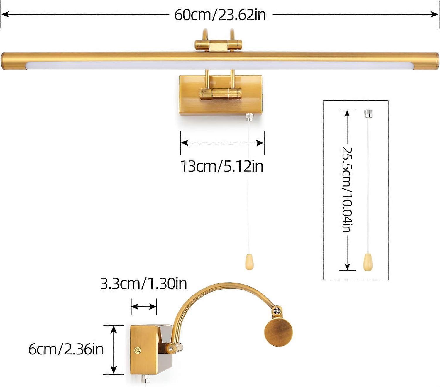 60CM 12W Wall Light for Pictures and Display Cases, LED Bathroom Mirror ...