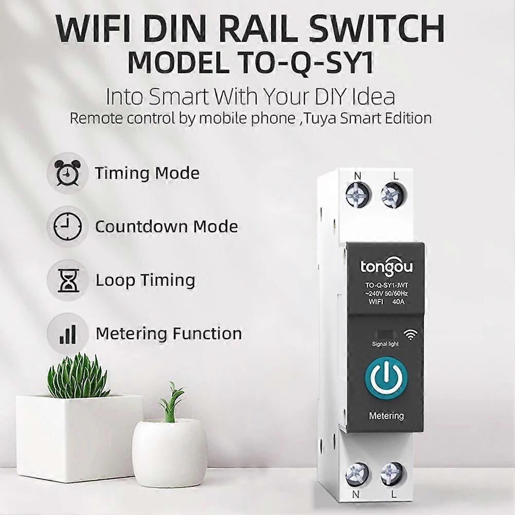 TUYA WIFI Smart Circuit Breaker With Metering 1P 63A DIN Rail for Smart ...
