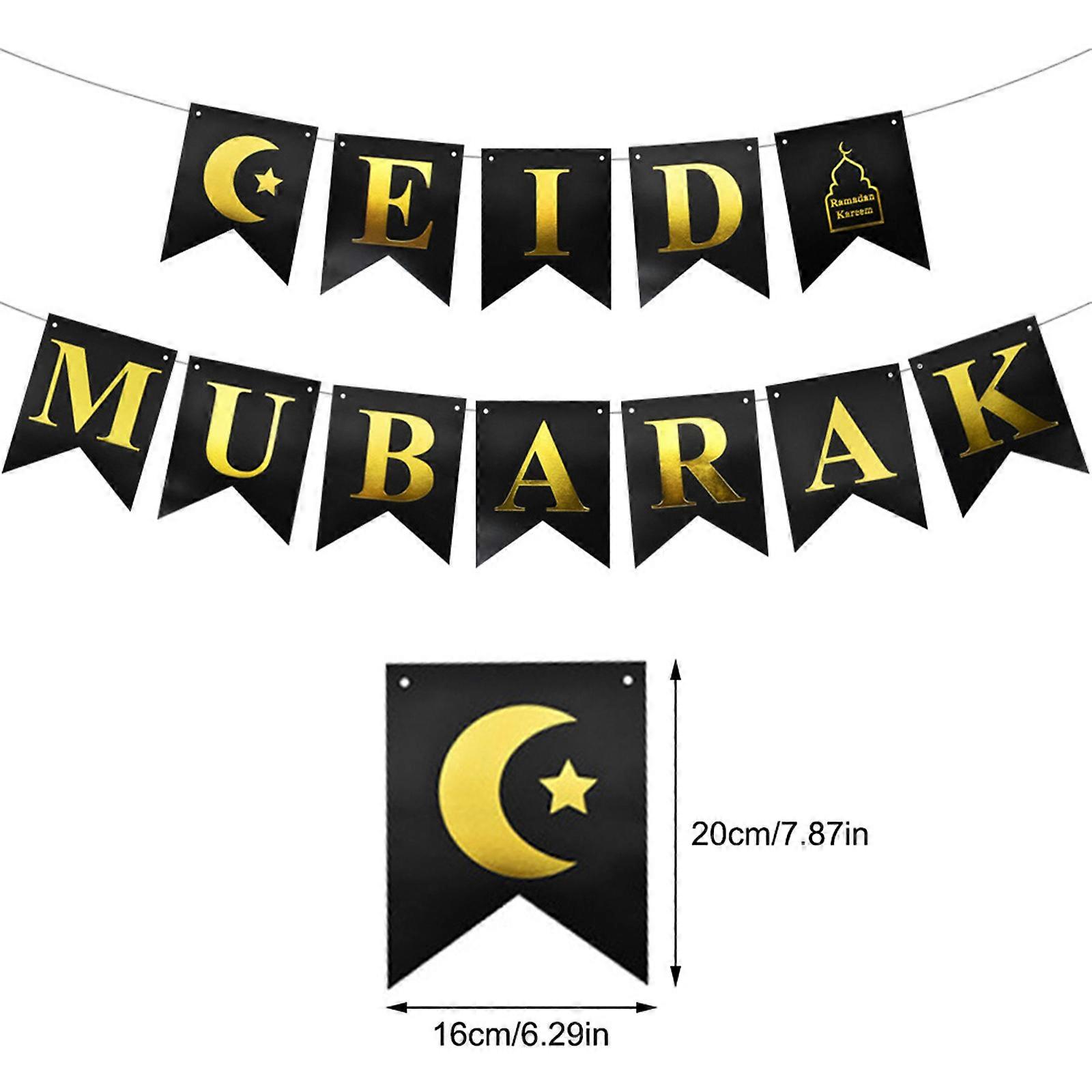2023 Brand New Eid Mubarak Decoration Banners Flags Ramadan Black ...