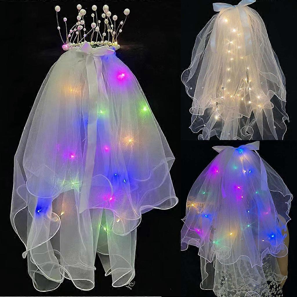 Wedding Tiara Veil Crowns Light Up Wedding Veil Led Light Veil Led ...