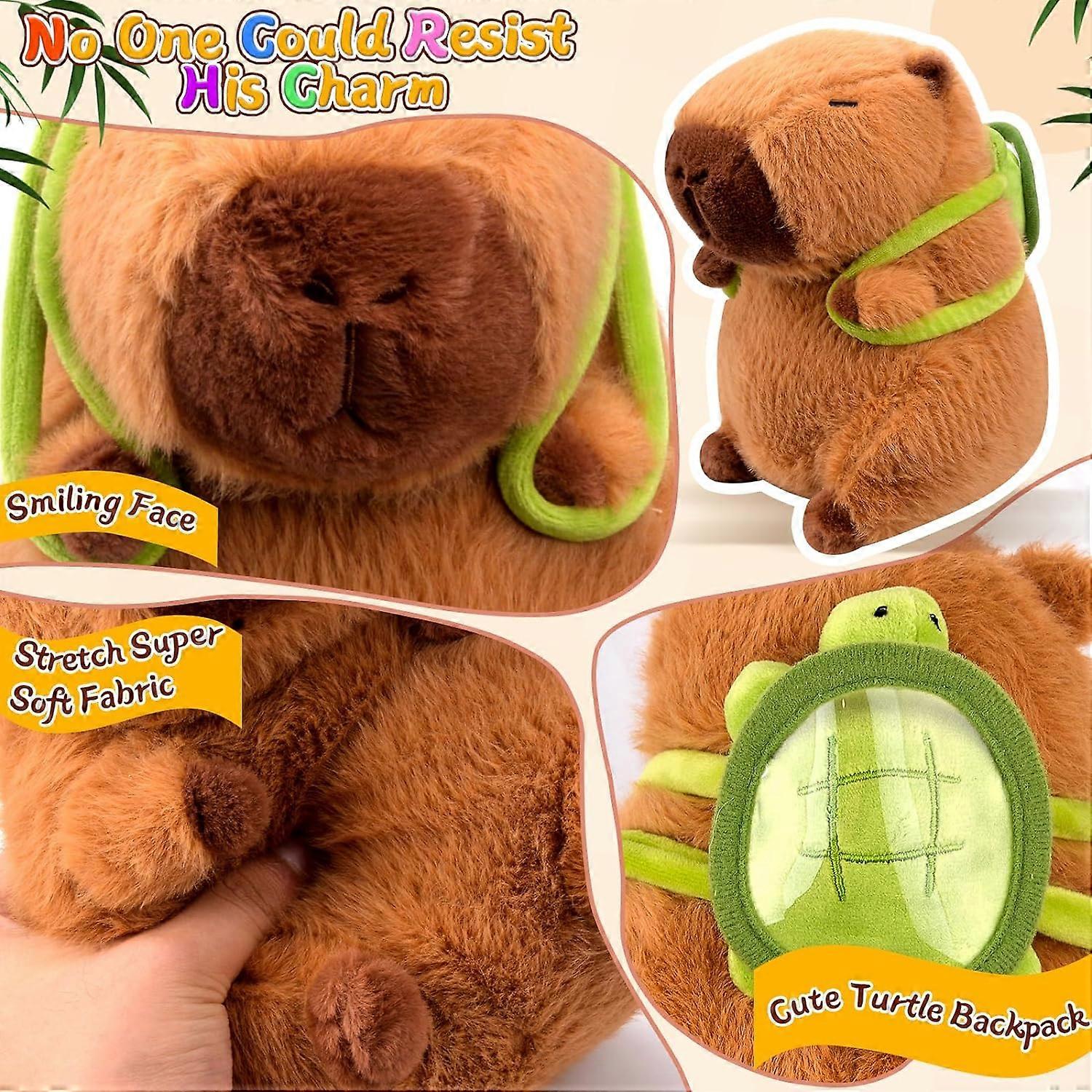 Capybara Plush Toy, 23cm Capybara Carrying Turtle Backpack, Stuffed ...